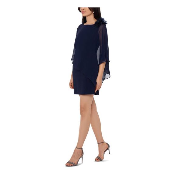 Xscape | Dresses | Xscape Womens Navy Zippered Boat Neck Mini Cocktail ...